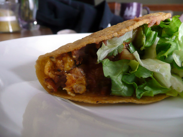 Crunchy Beef, Bean and Egg Breakfast Tacos | Sumptuous Spoonfuls