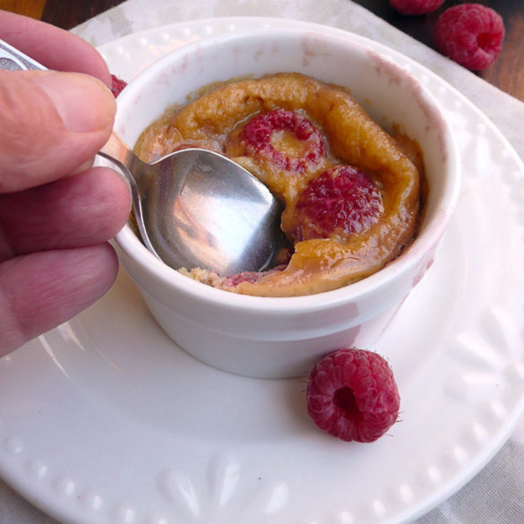 French Raspberry Custard (Clafoutis) for Two | Sumptuous Spoonfuls