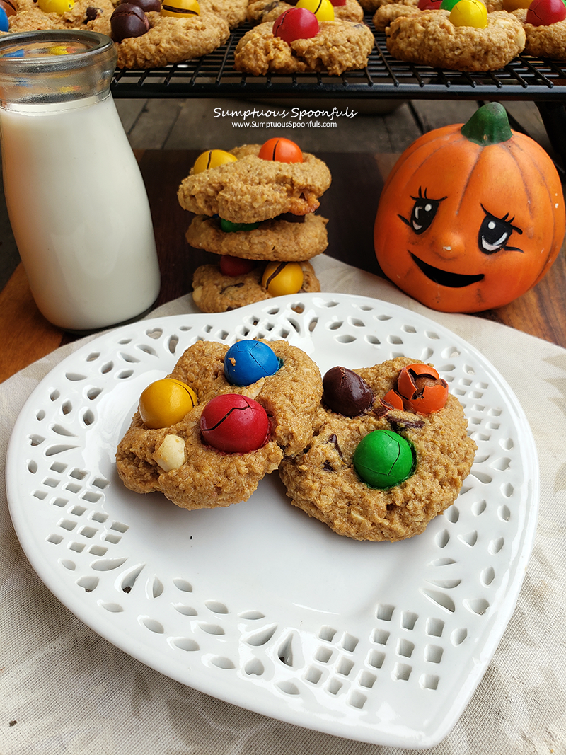 “Fall” in Love with Pumpkin Mini Monster Cookies | Sumptuous Spoonfuls