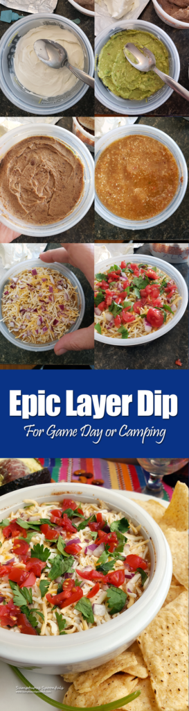 The Best Layer Dip for Game Day or Camping | Sumptuous Spoonfuls