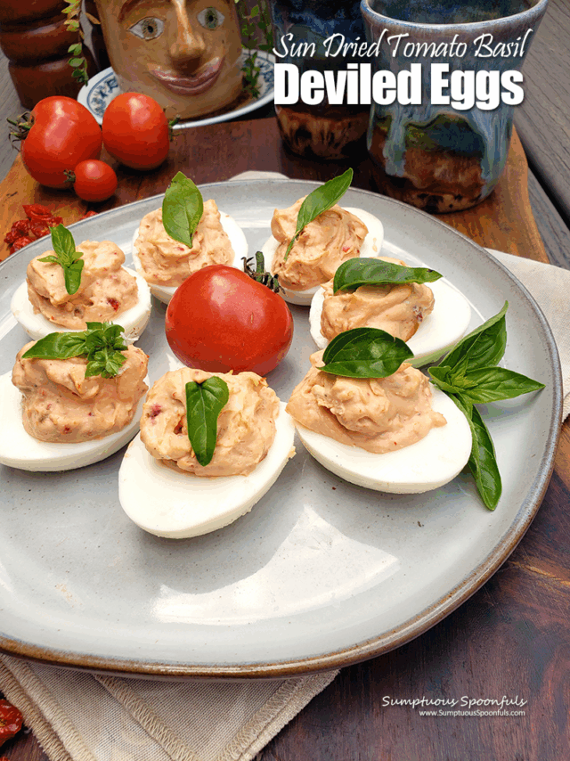 Sun Dried Tomato Basil Deviled Eggs 2 | Sumptuous Spoonfuls